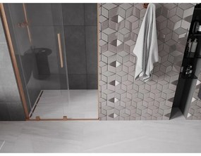 Mexen Velar L, posuvné sprchové dveře do otvoru 110 cm, 8mm čiré sklo, měděná matná, 871-110-003-01-65
