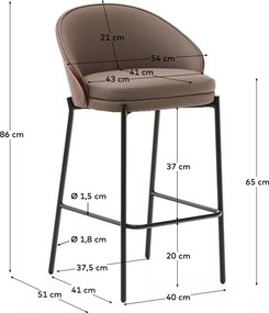 Hnědá barová židle (výška sedáku 65 cm) Eamy – Kave Home