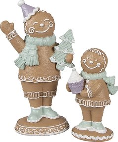 Hnědá vánoční dekorace Perníček Gingerbread s dortíkem - 6*4*11 cm