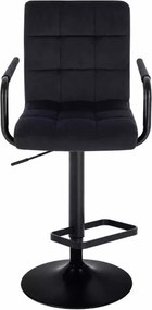 LuxuryForm DESIGN Barová židle VERONA BLACK VELUR na černé kulaté podstavě - černá