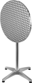 Deuba Hliníkový barový stůl Ø60 cm skládací - stříbrný