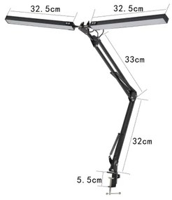 LED Stolní lampa s klipem 2xLED/10W/230V 2800-6800K