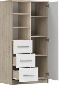 IDZ Knihovna OMEGA III 3S1D 05, 80cm Dub Sonoma/Bílá