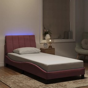 Rám postele s LED osvětlením bez matrace Hanko růžový 90 x 200 cm samet 3213762