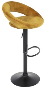 Barová židle AUB-822 YEL4 sametová látka žlutá, kov černý lak mat