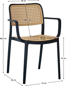 Kondela Stohovatelná židle, černá/béžová, RAVID NEW TYP 2