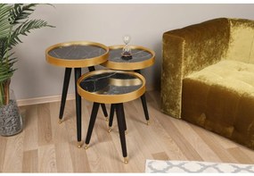 Asir | SADA 3x Odkládací stolek LYLE černá/zlatá | AS0933