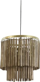 Hnědé závěsné svítidlo s dřevěným stínidlem Gularo – Light &amp; Living