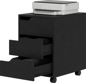 HOMCOM Kancelářská zásuvková jednotka na kolečkách, skříňka na dokumenty se 3 zásuvkami, organizér na stůl 40x50x57,5 cm, černá | Aosom