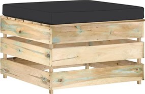 vidaXL Dílčí taburet s poduškou šedě impregnované dřevo [3074524] Barva: Černá a hnědá