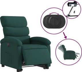 Elektrické zvedací polohovací křeslo tmavě zelené textil 3204008