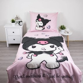 Růžové bavlněné dětské povlečení na jednolůžko 140x200 cm Hello Kitty "Kuromi" – Jerry Fabrics