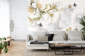 Fototapeta Abstract Floral And Butterfly Background With Frame For 3D Living Room Bedroom Tv 3D Wallpaper Home Decoration Mural Wallpaper For Walls Hladký vinyl 315x210