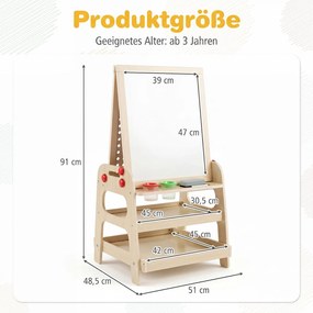 Costway Oboustranný dřevěný stojan Dětský stojan s magnetickou tabulí pro děti