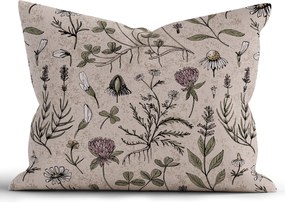 MK Lůžkoviny Bavlněný povlak na polštář Renforcé 70 × 90 cm - Herbář béžový