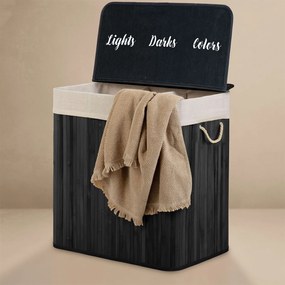 Bambusový koš na prádlo s víkem 150 l ekologický a moderní design Massido