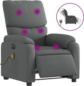Elektrické masážní polohovací křeslo tmavě šedé textil 3204813