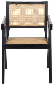 Dřevěná židle s ratanovým výpletem světlé dřevo/ černá WESTBROOK Beliani