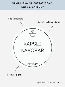 KAPSLE KÁVOVAR – bílá samolepka na dózu, základní písmo, 5 cm | DomaLEP