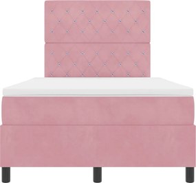 Postel s boxspringem s matrací s čelo Růžová 120 x 200 cm samet 3339763