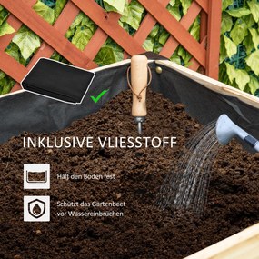 Vyvýšený záhonový truhlík Outsunny z masivního dřeva a oceli 120x60x74cm v přírodní a černé barvě pro zahradu a balkon | Aosom.de