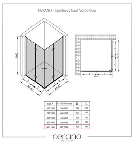 CERANO - Sprchový kout Volpe Duo L/P - chrom, transparentní sklo - 100x100 cm - skládací