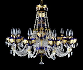 10-ti ramenný český křišťálový lustr s vysokým smaltem "královská modrá"