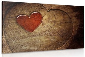Obraz srdce na pni - 90x60 cm