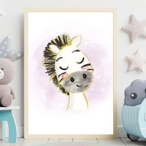 Plakát zvířátka zebra - Obraz, Plakát Velikost: B2 - 50x70 cm, Volba rámu: bez rámu, Dekorace: s dekoracemi