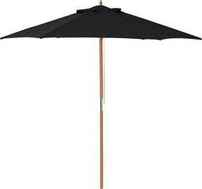 Slunečník Outsunny Ø 250 cm, Slunečník s mechanismem na šňůrku - Balkónový slunečník, Plážový slunečník z bambusu, Odolný tržní slunečník, Ochrana pře