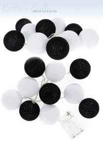 Tutumi Cotton Balls, LED svítící kuličky 200cm 10ks FL-01, bílá-černá, BAL-00008