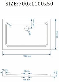 BPS-koupelny Obdélníková akrylátová sprchová vanička HYD-OSV-ST05D 110x70 bílá