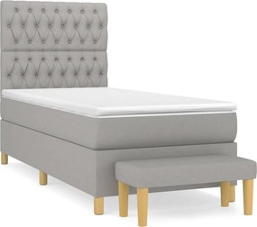 Box spring postel s matrací světle šedý 100 x 200 cm textil 3137373