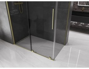 Mexen Velar, sprchový kout s posuvnými dveřmi 130 x 70 cm, 8mm šedé sklo, zlatá matná, 871-130-070-41-55