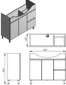 Lavedo Auriga 95 koupelnová skříňka s umyvadlem
