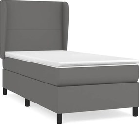 Box spring postel s matrací šedá 80 x 200 cm umělá kůže 3128881
