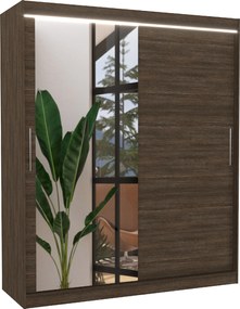 ADRK Furniture Posuvná skříň se zrcadlem a LED osvětlením TOM 180 SW-TOM-CH-180+L-V277