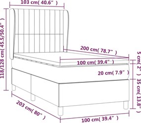 vidaXL Box spring postel s matrací 100x200 cm samet [3129319] Barva: Tmavě moddrá
