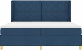 Postel s boxspringem s čelo Modrá 200 x 200 cm textil 3340843