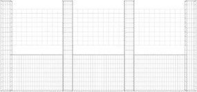 Gabionový koš ve tvaru U se 4 sloupky železo 380 x 20 x 200 cm 151291