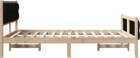 Rám postele s čelo Černá 140 x 190 cm Masivní borové dřevo 3394295