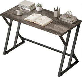 HOMCOM počítačový stůl 120 × 60 cm – industriální Z-rám, patinovaná šedá