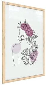 Allboards,Magnetický obraz- portrét ženy růžový č.3 60x40cm v přírodním dřevěném rámu, TM64D_00071