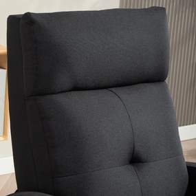 HOMCOM Relaxační křeslo s funkcí ležení, vysouvatelná opěrka nohou, taštičkový pružinový systém, do 150 kg, černé