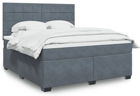 Box spring postel s matrací tmavě šedá 180x200 cm samet