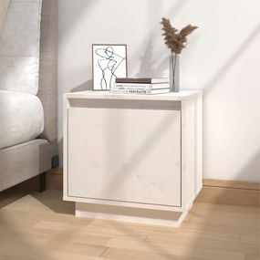 Noční stolek bílý 40 x 30 x 40 cm masivní borové dřevo - Default Title