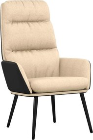Relaxační křeslo se stoličkou krémové textil a umělá kůže 3097508