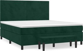 Box spring postel s matrací tmavě zelená 160x200 cm samet 3137734