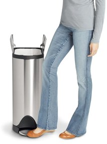 Pedálový odpadkový koš Simplehuman – 30 l, butterfly víko, kartáčovaná nerez ocel, FPP