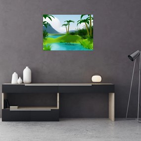 Skleněný obraz - Jezera v jungli (70x50 cm)